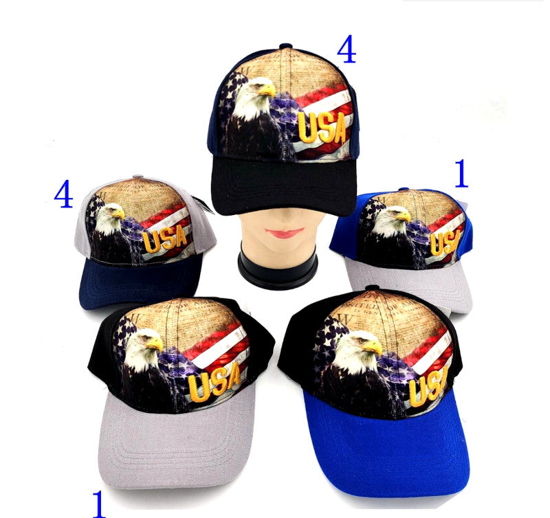 AassortedpackofUSAEagleFlagBaseballCapsfeaturingboldpatrioticgraphicsof ...