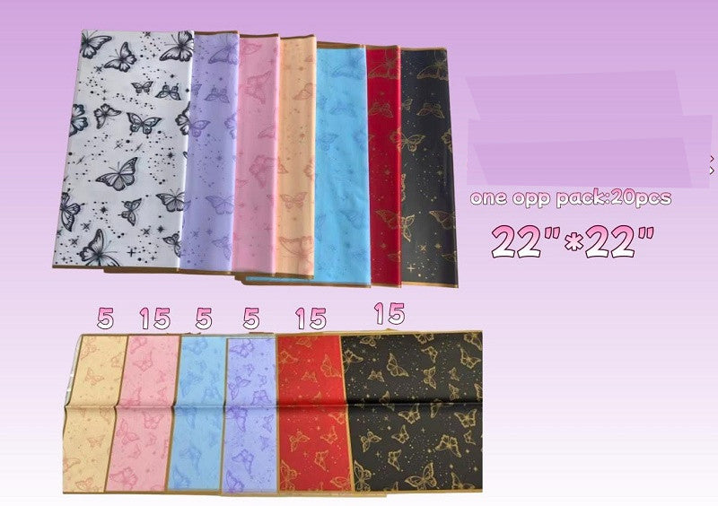 butterfly-print-tissue-wrapping-paper-metallic-gold-accent-white ...