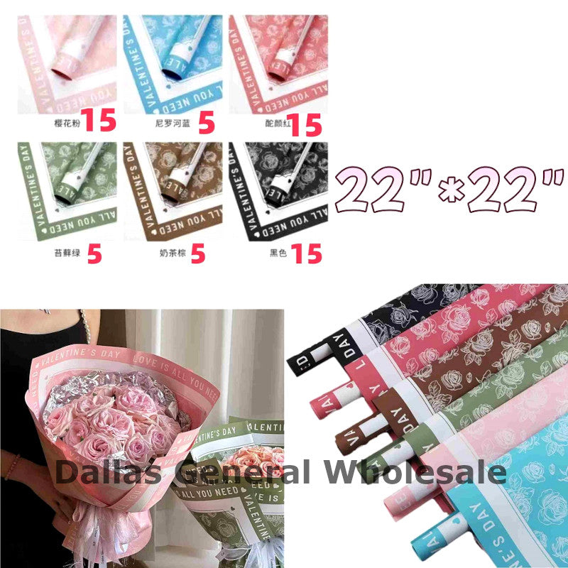 Floral Rose Print Wrapping Paper with Ribbon Wholesale