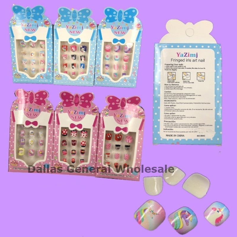 press-on-nail-art-set-colorful-nail-stickers-pink-blue-bow-designs ...