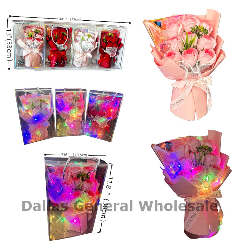 Soap Flower Bouquet with LED Lights Multi-Format Gift Set Wholesale