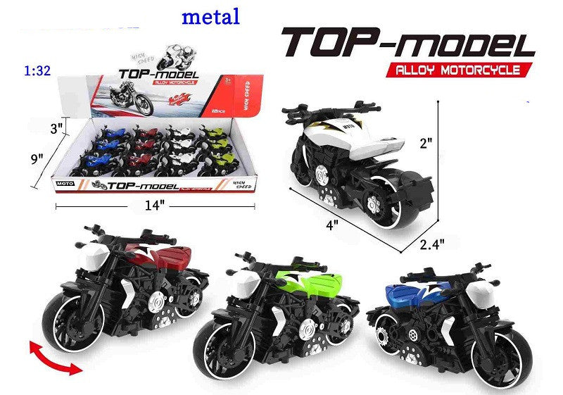 Top-Model alloy motorcycle set with packaging, dimensions, and color ...