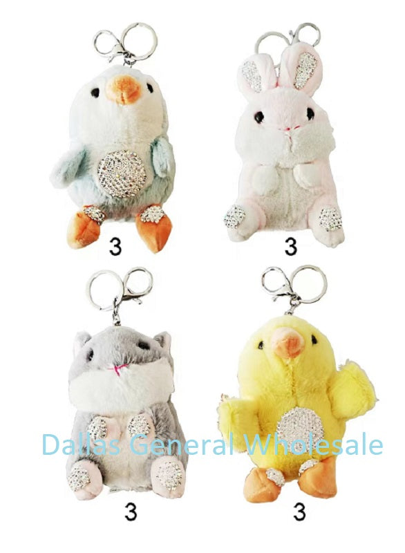 Adorable Plushy Bling Bling Animal Keychains Wholesale