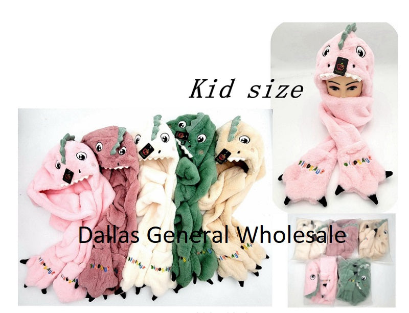 Winter Dinosaur 1 PC Beanie with Pocket Scarf Wholesale